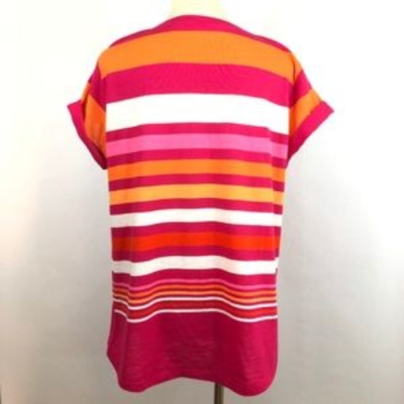 a.n.a | Tops | Ana Womens Pink Orange White Stripe Shirt | Poshmark